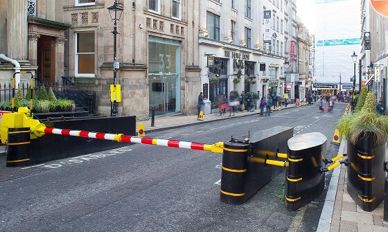 HVM access control gates to protect property and pedestrians